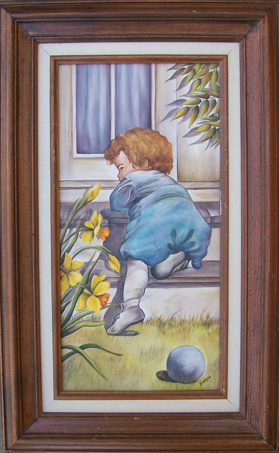Buy Now or Best Offer // Vintage Toddler Portrait Painting // Active ...