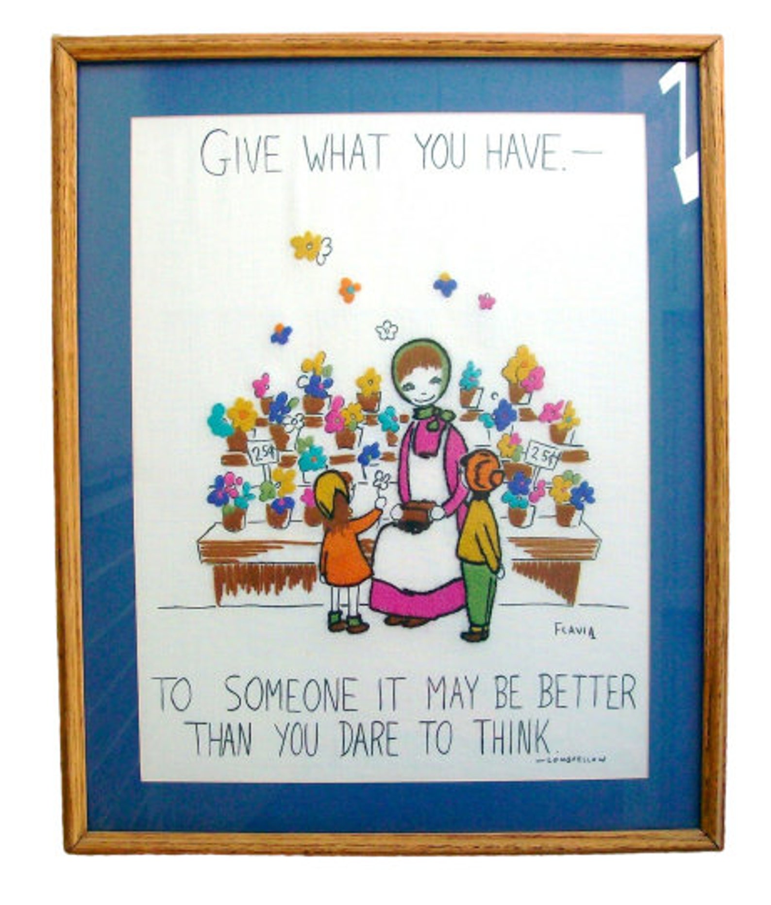 Vintage Flavia Weedn Framed Crewel Embroidery // Longfellow Poem - Etsy