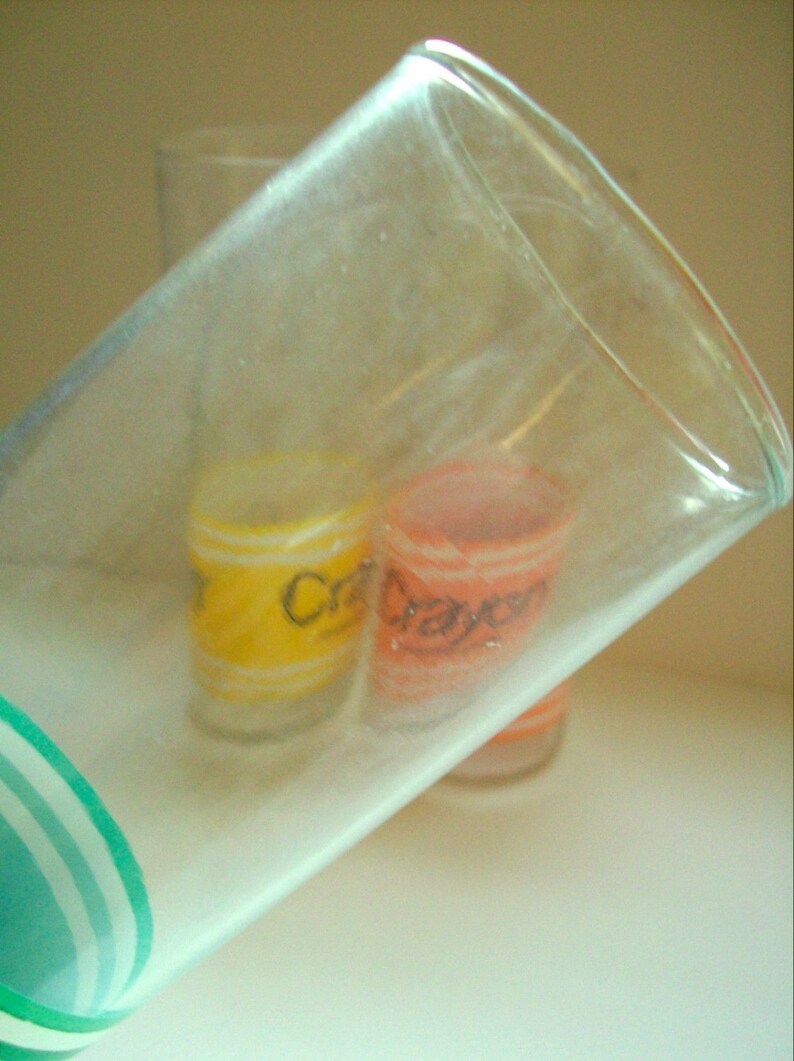 Vintage CRAYON Cocktail Bar Drink Glasses // Screwdriver Tequila ...