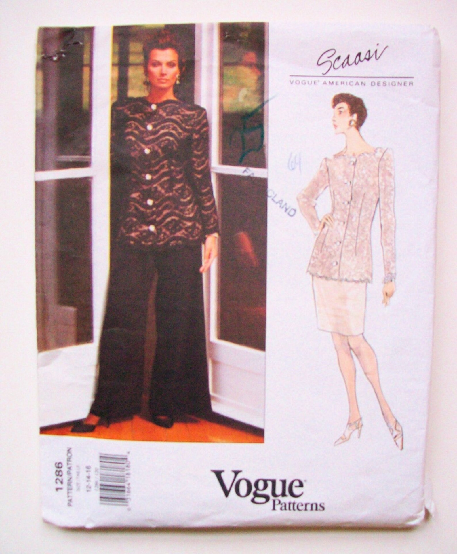 Vintage 1286 VOGUE AMERICAN DESIGNER Scaasi Formal Skirt Suit Pattern ...