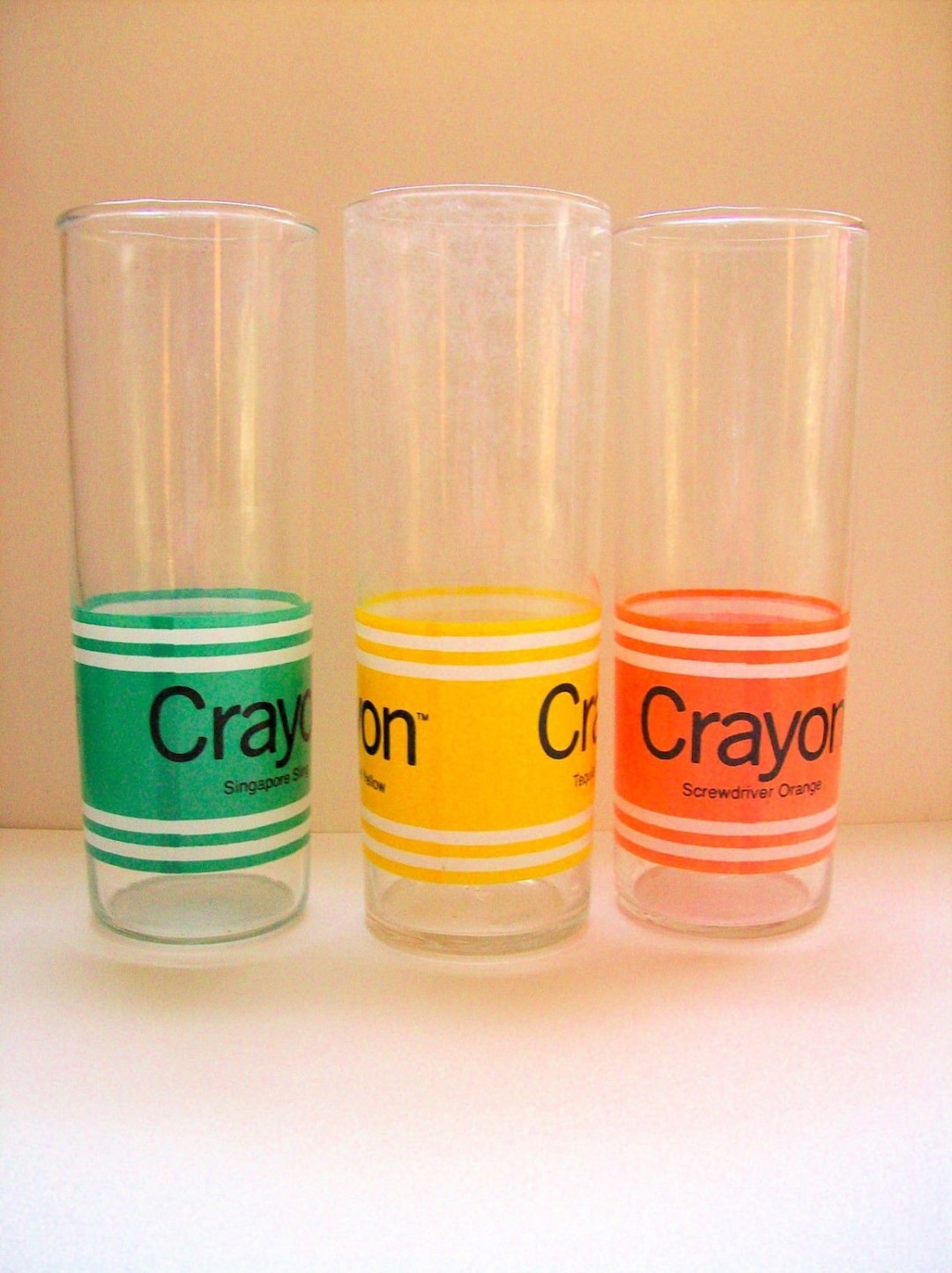 Vintage CRAYON Cocktail Bar Drink Glasses // Screwdriver Tequila ...