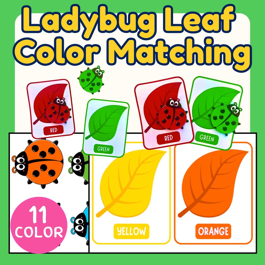 Ladybug Leaf Spring Color Matching Activity Sorting Math Card Worksheet ...