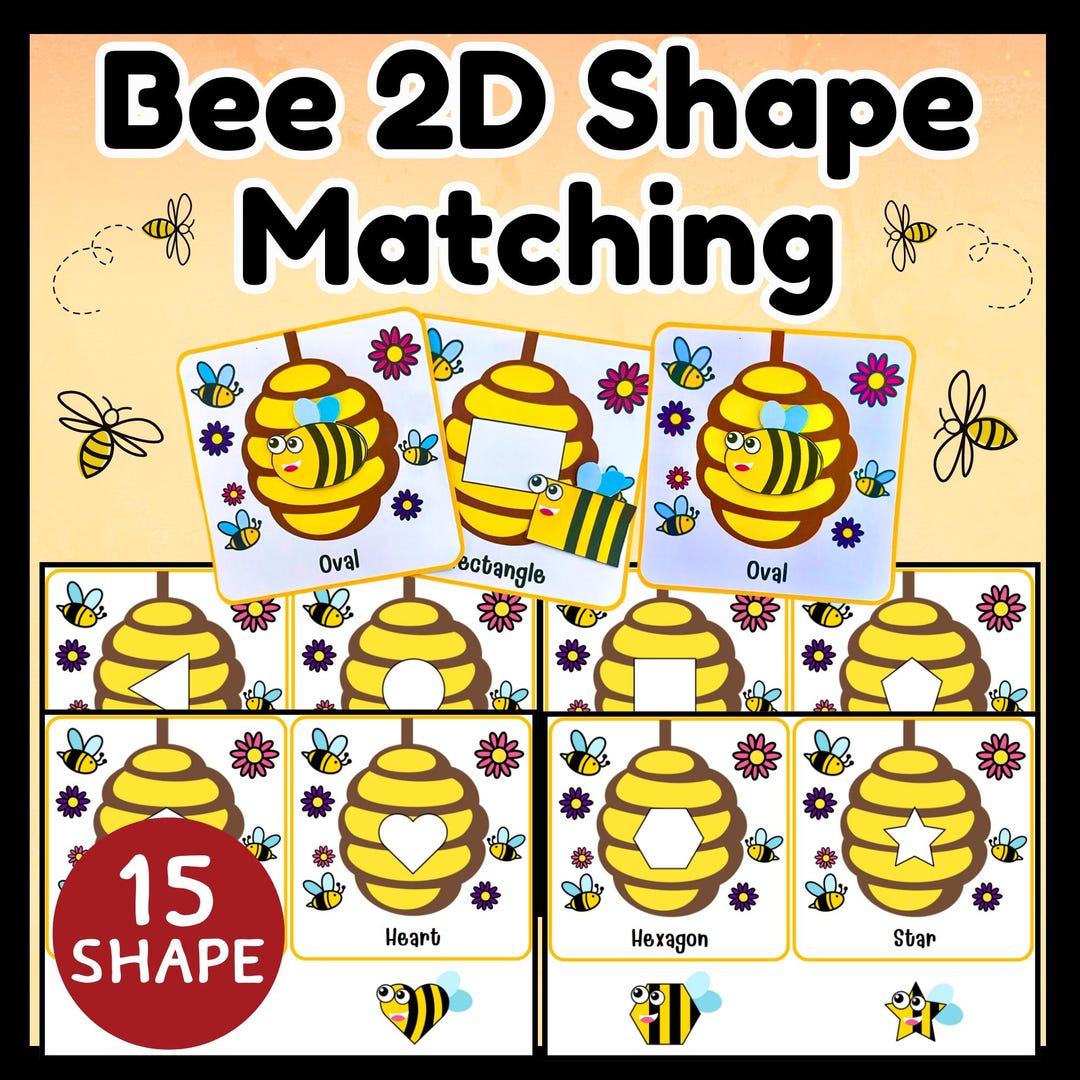 Bee Honeycomb Spring 2D Shape Matching Card Math Center Activities ...