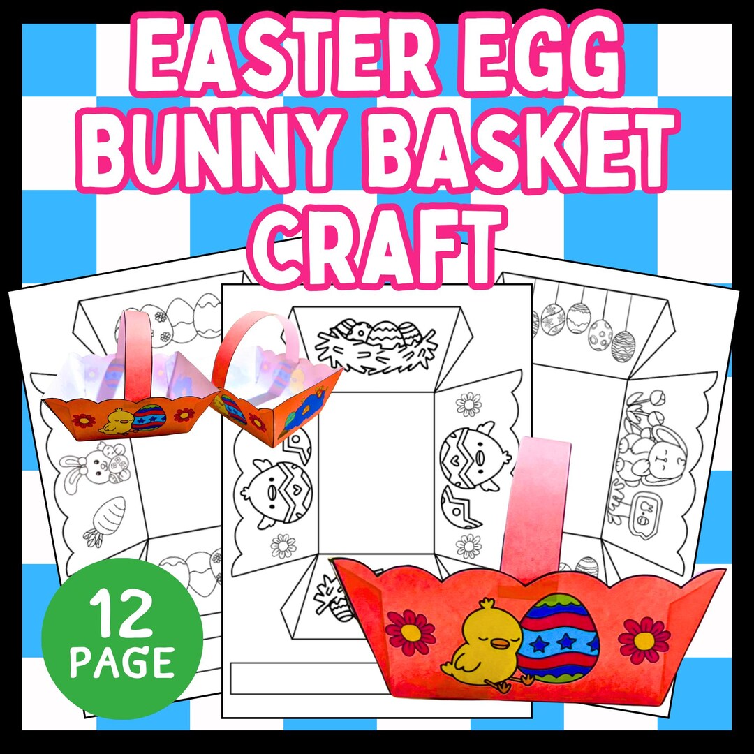 Easter Egg Bunny Basket Craft Printable Treat Basket Template Spring ...