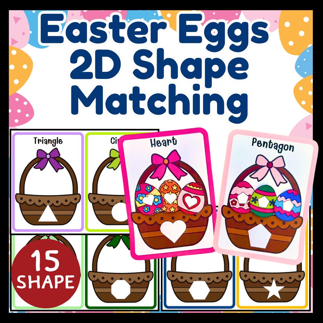 Easter Eggs Spring 2D Shape Matching Card Math Center Activities ...