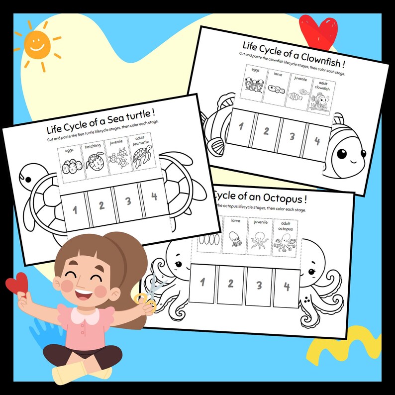 Life Cycle of a Sea Turtle Clownfish Octopus Craft Activity Spring ...