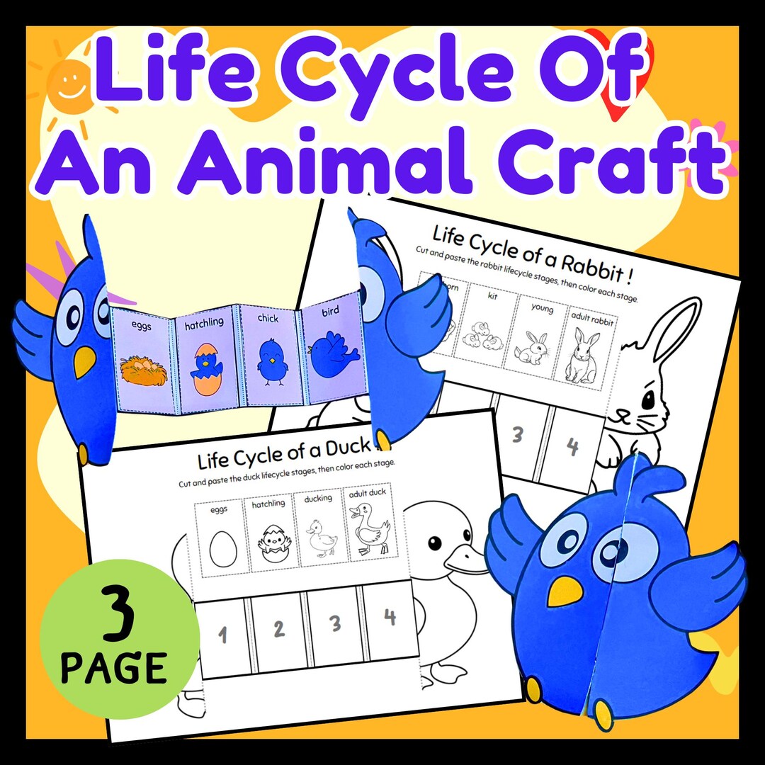 Life Cycle of a Bird Rabbit Duck Craft Activity Spring Science Cut ...