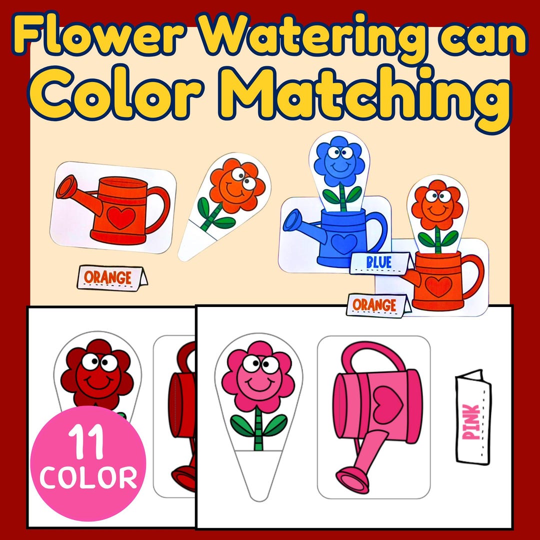 Flower Watering Can Spring Color Matching Activity Garden Sorting Math ...