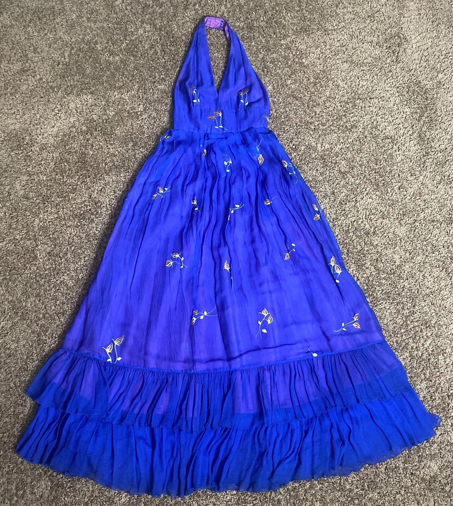 1970's Silk Chiffon Halter Gown and Wrap From SAZ by Surjit + Adarsh ...