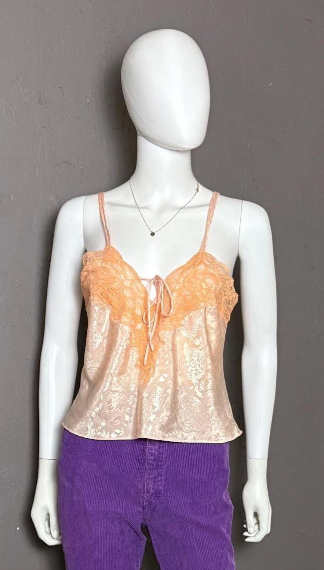 1980's Peach Satin + Lace Camisole Top From Victoria's Secret Gold ...