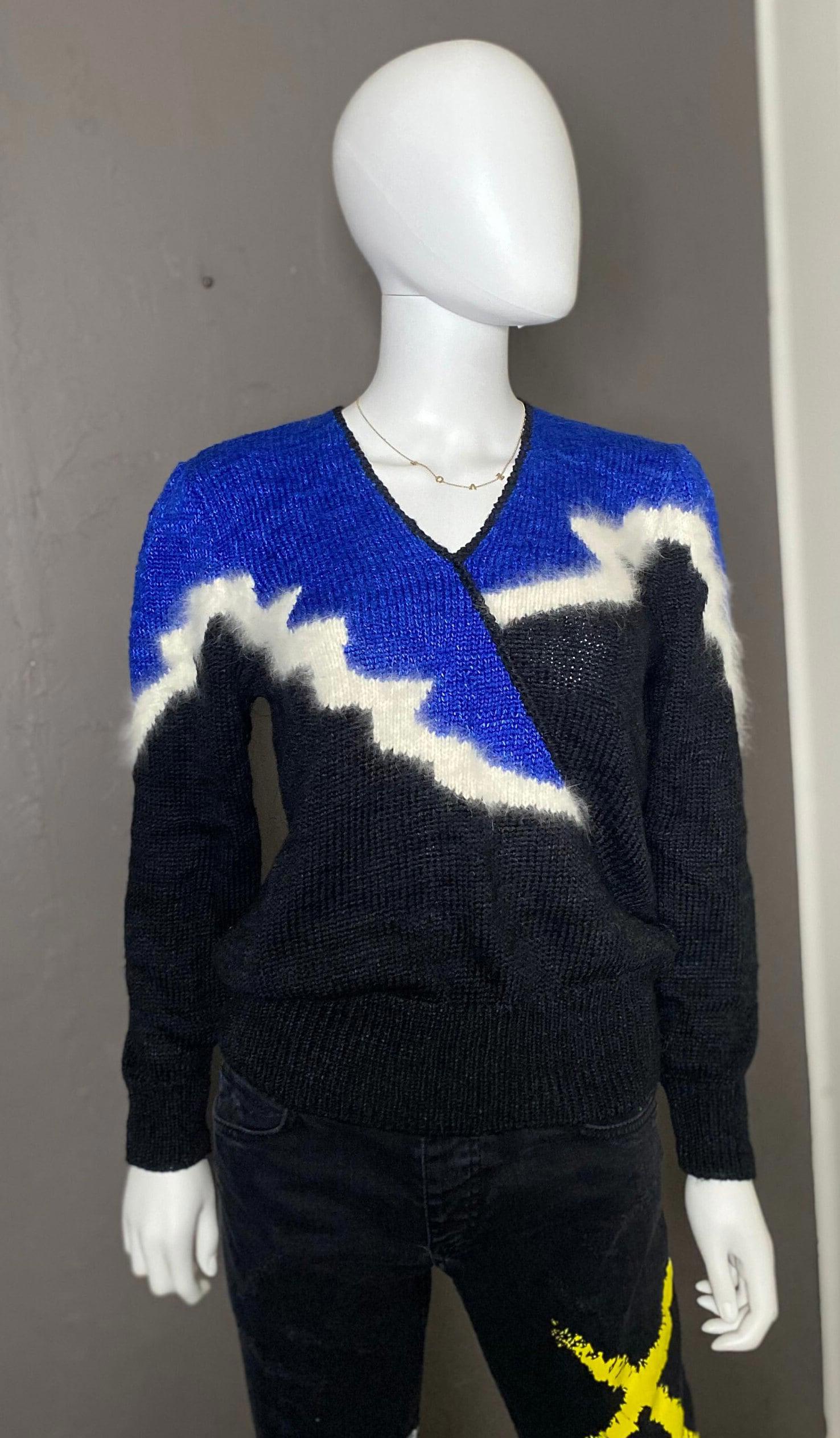 1980s Color Block Angora Sweater by White Wheeler and Martha Size ...