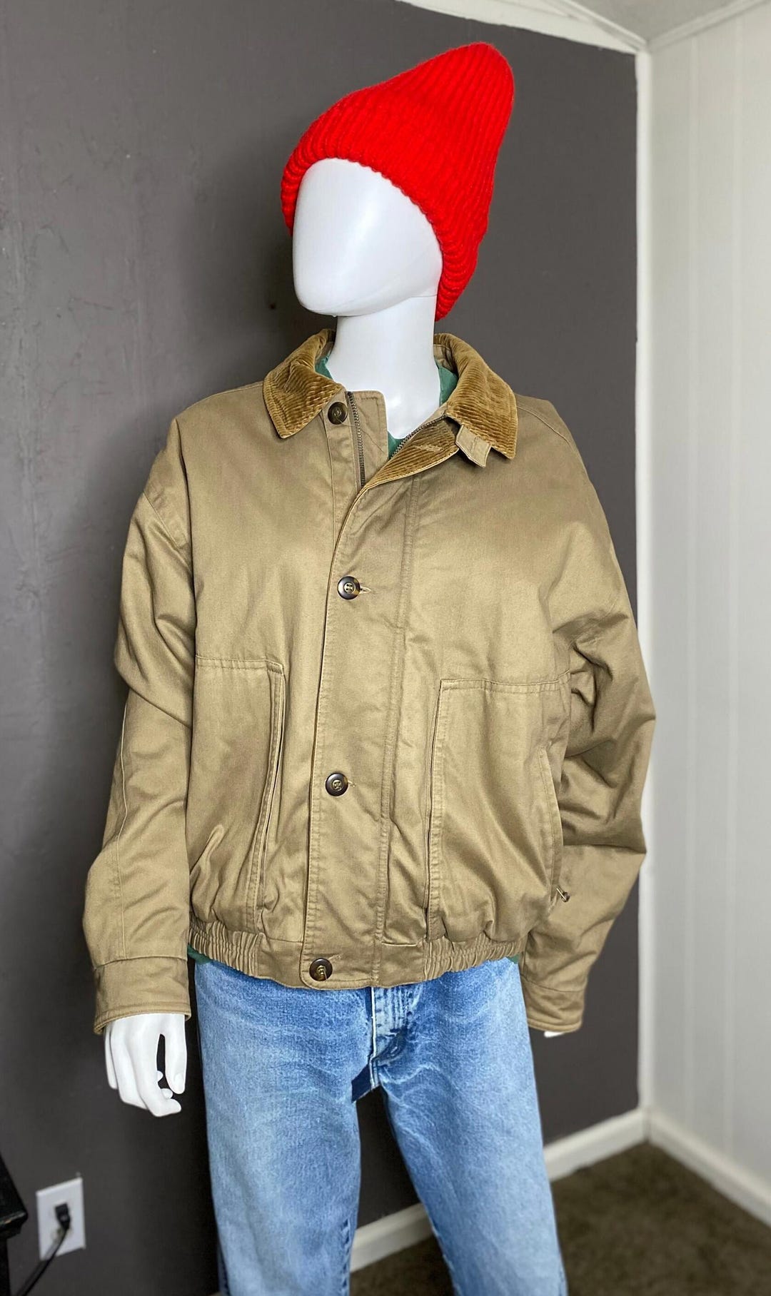 90’s Vintage Pacific Trail Jacket Tan Flannel Lined Bomber Jacket Size ...