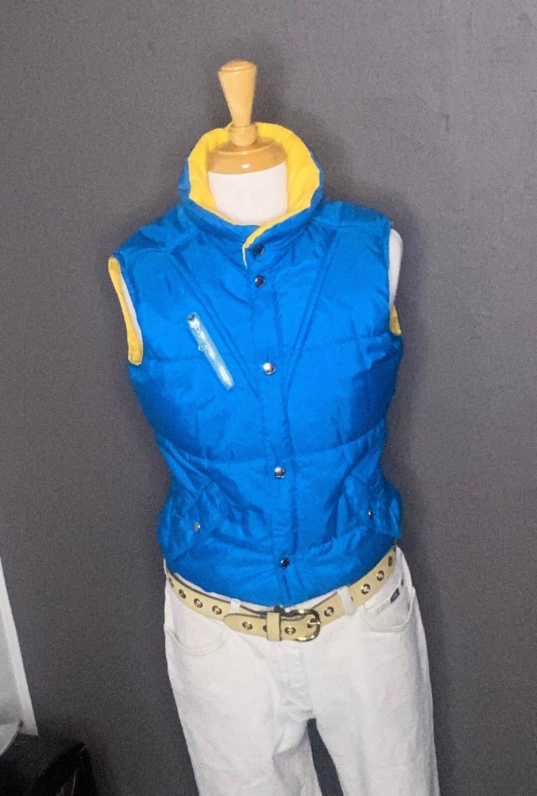 1980s Vintage Puffer Vest Aspen Powder Awesome 80s Ski Vest Blue and ...