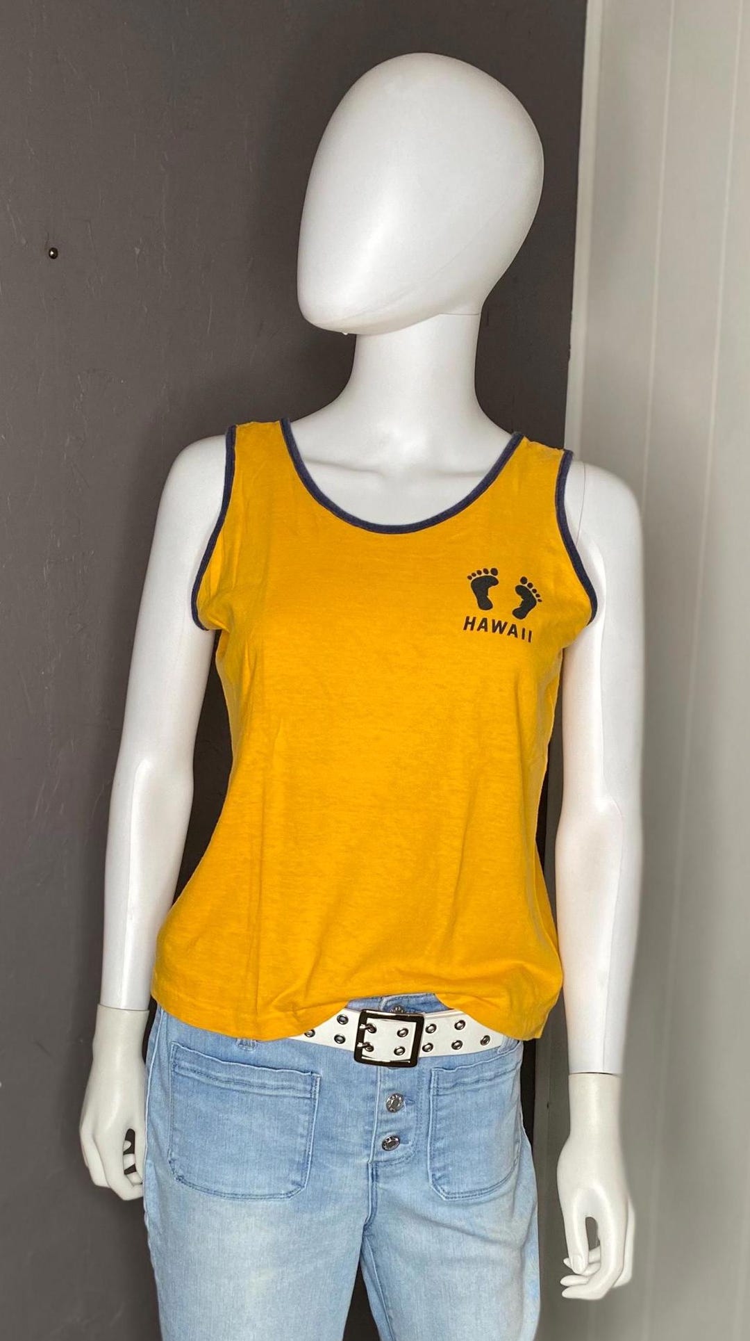 1960's Ringer Tank Top Single Stitch Footprint Hawaii Tank - Etsy