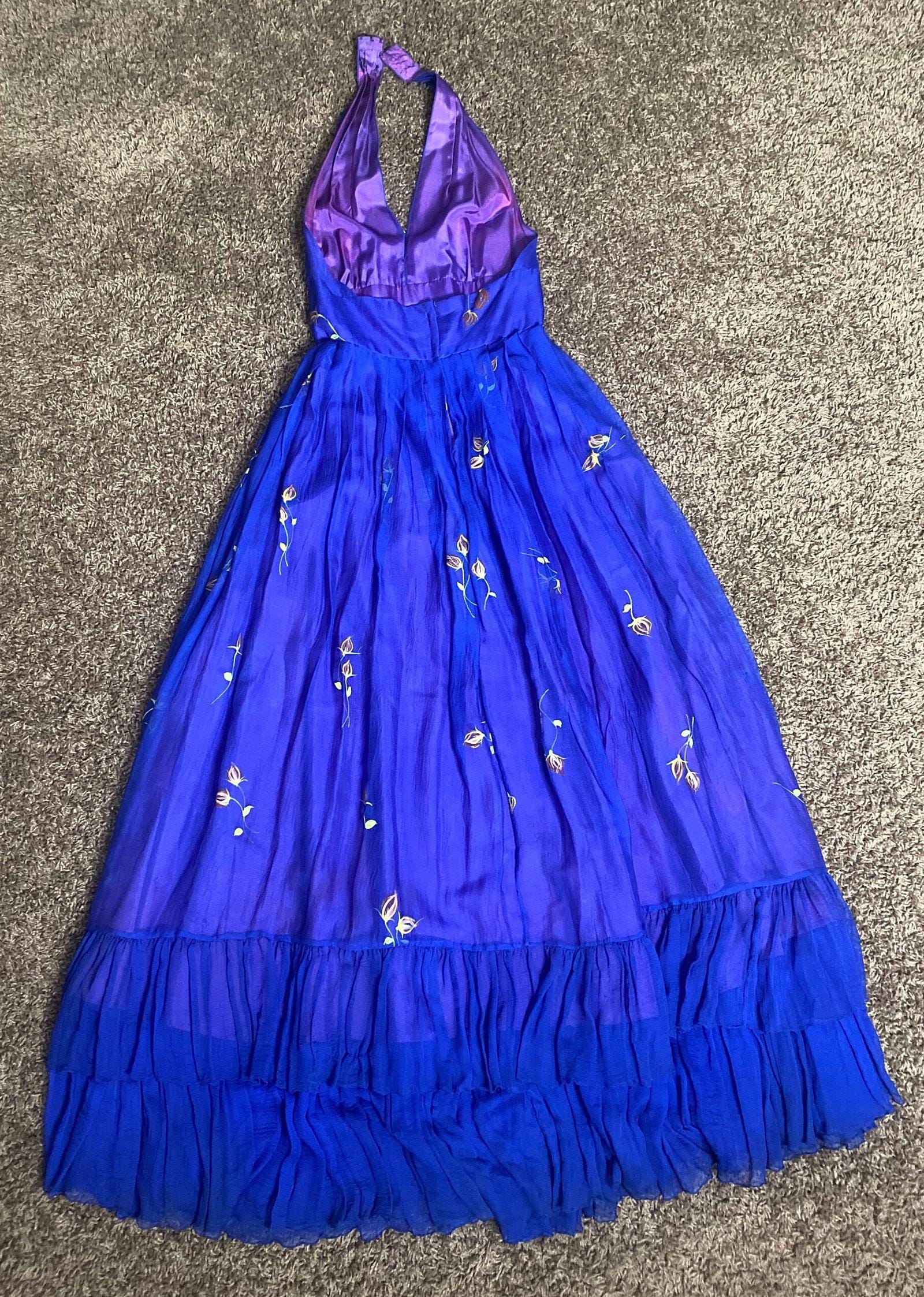 1970's Silk Chiffon Halter Gown and Wrap From SAZ by Surjit + Adarsh ...