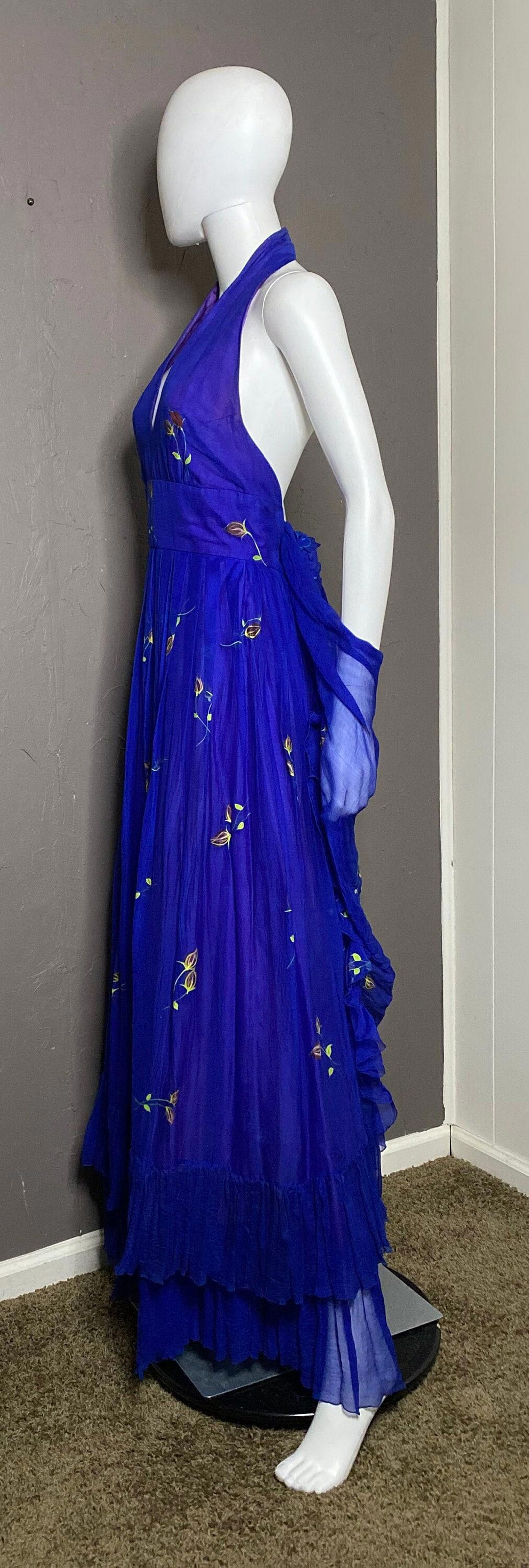 1970's Silk Chiffon Halter Gown and Wrap From SAZ by Surjit + Adarsh ...