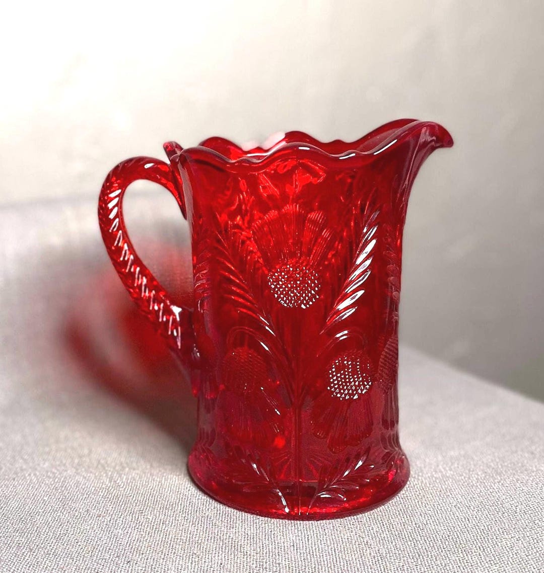 Mosser Glass Ruby Red Thistle Pitcher 32 Ounce Red Glass Pitcher - Etsy