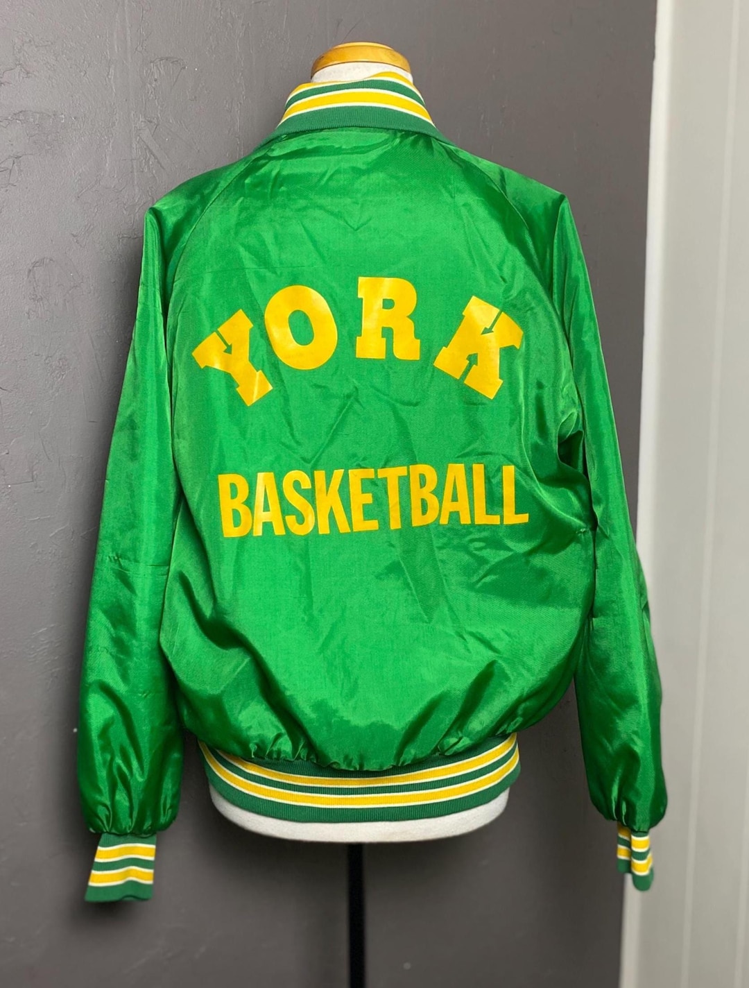 Vintage 1980's Satin Athletic Bomber Size XL YORK Basketball State ...