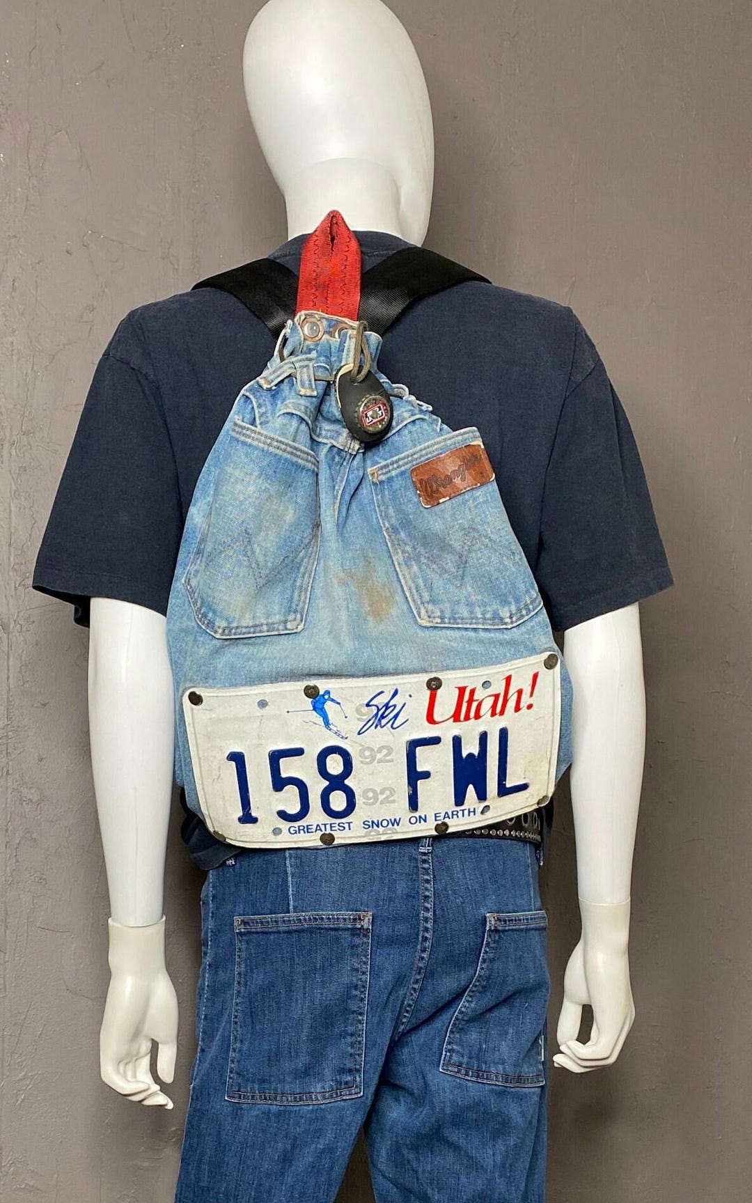 Vintage Wrangler Backpack With License Plate From Recycle Revolution - Etsy