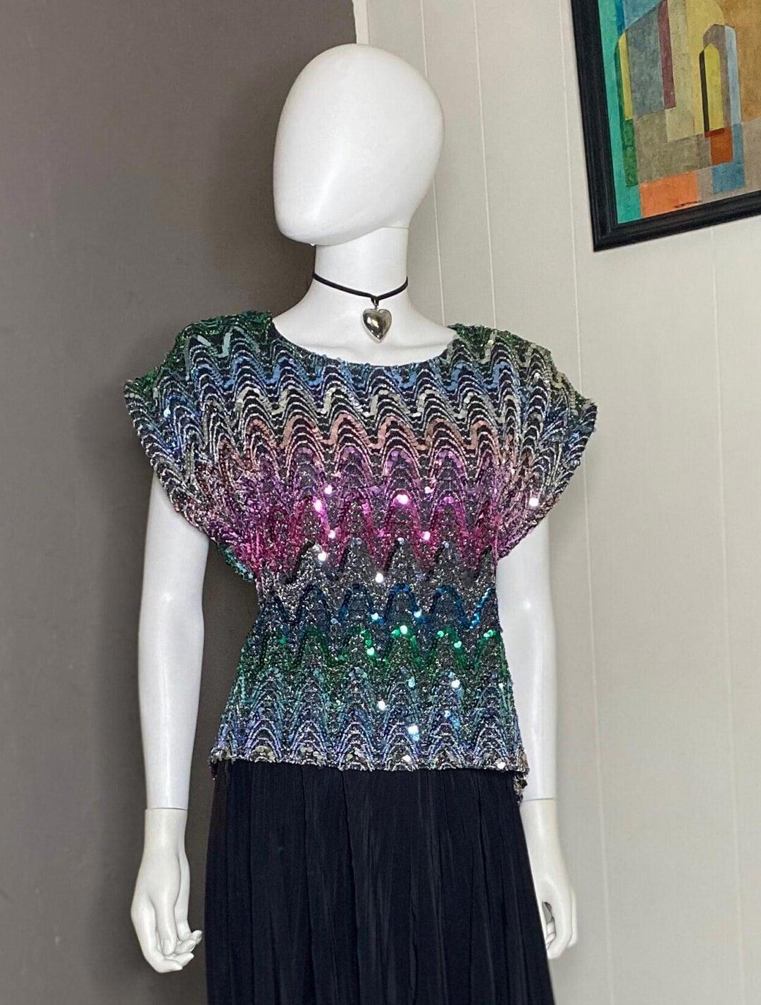 1970’s Rainbow Sequin Top From Jerry Marque Size 16 - Etsy