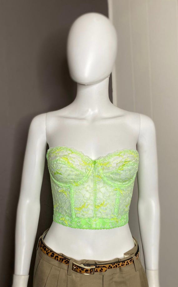 Neon Green Hand Dyed Bustier Top size 36B - Gem