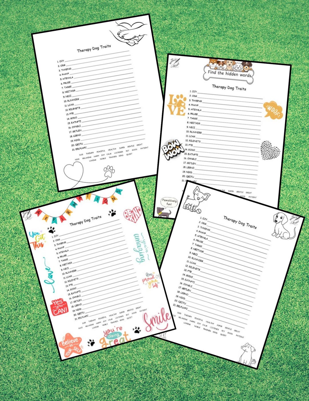 Word Scramble - Therapy Dog Traits - Etsy