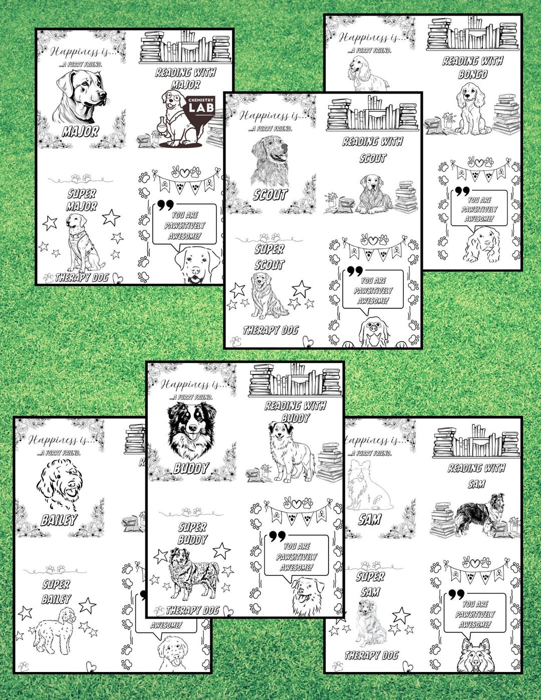 Therapy Dog Coloring Pages - Personalized and Breed Specific - Etsy
