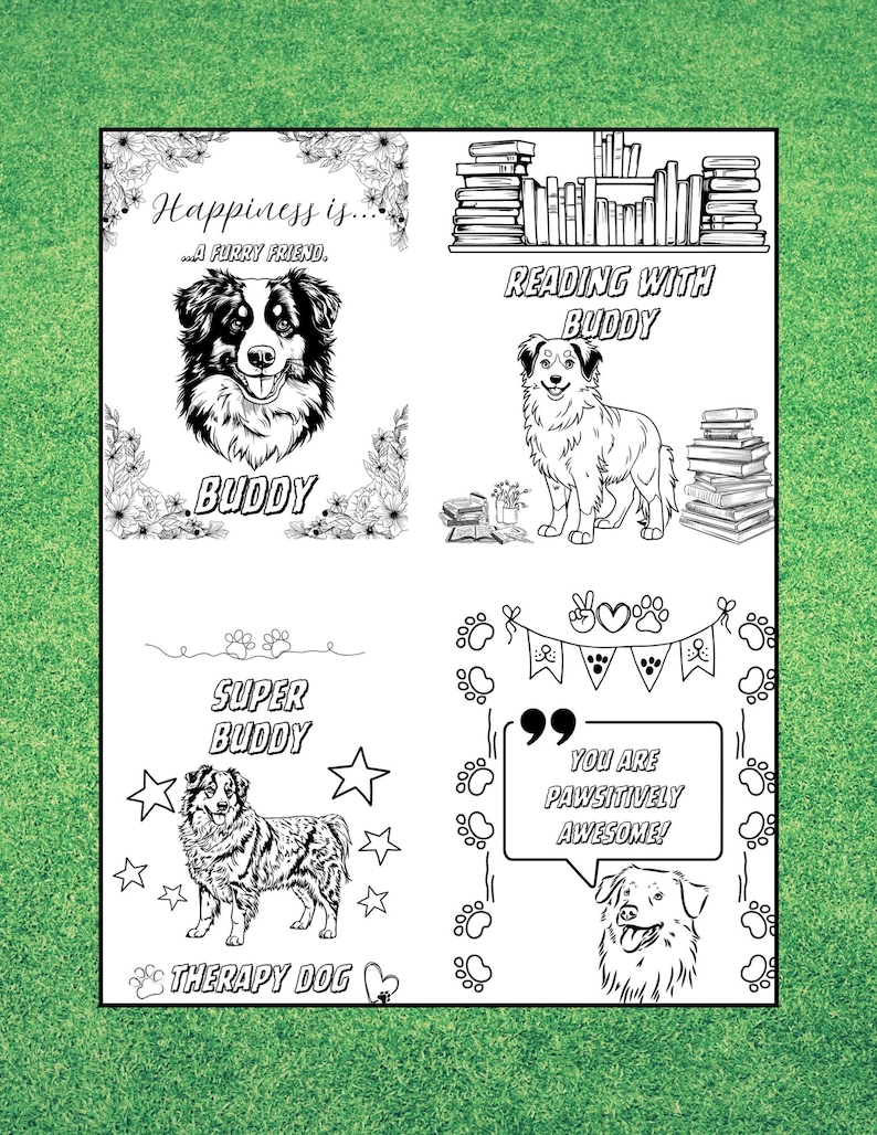 Therapy Dog Coloring Pages - Personalized and Breed Specific - Etsy