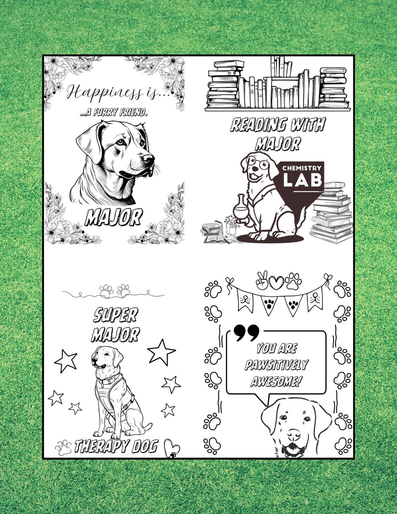 Therapy Dog Coloring Pages - Personalized and Breed Specific - Etsy