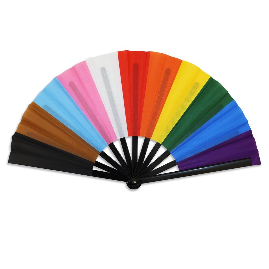 Progress Pride Large Hand Fan LGBTQ Folding Fan Rainbow Pride Hand Fans ...