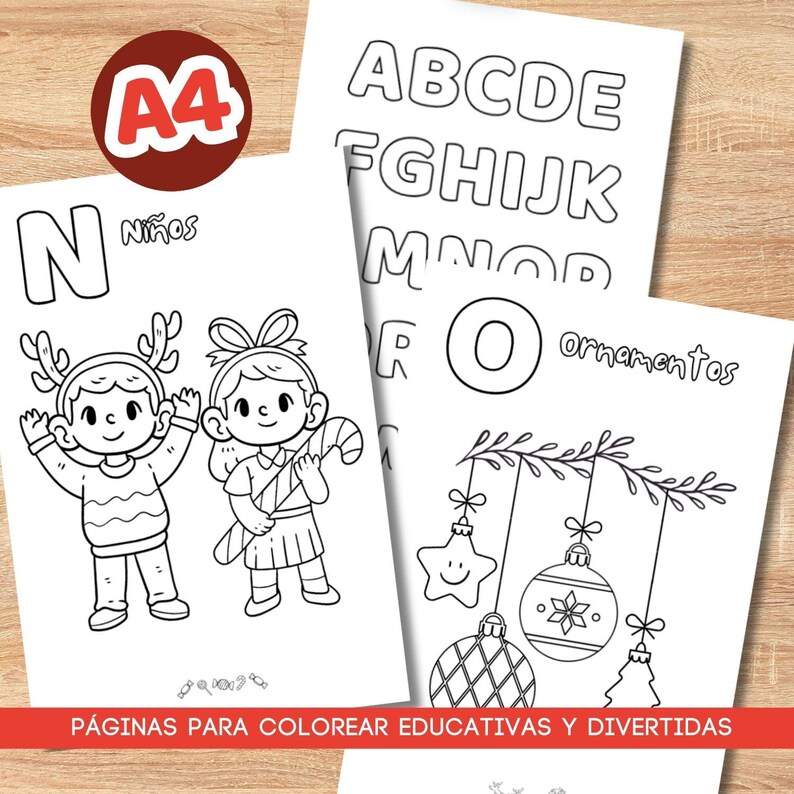 Libro Para Colorear ABC NAVIDAD colorea Corta Pega: Páginas Para ...