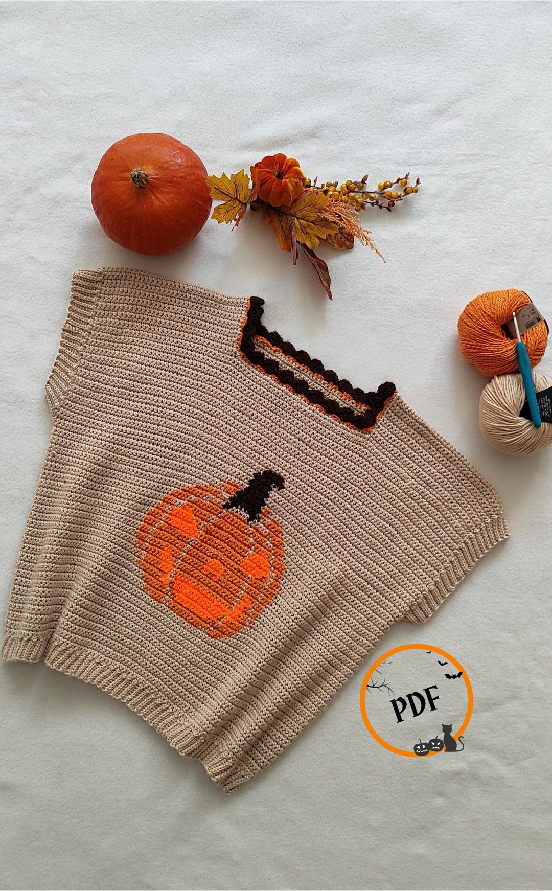 The Haunted Sweater: No Sew Armless Vest Crochet Pattern With Scary ...