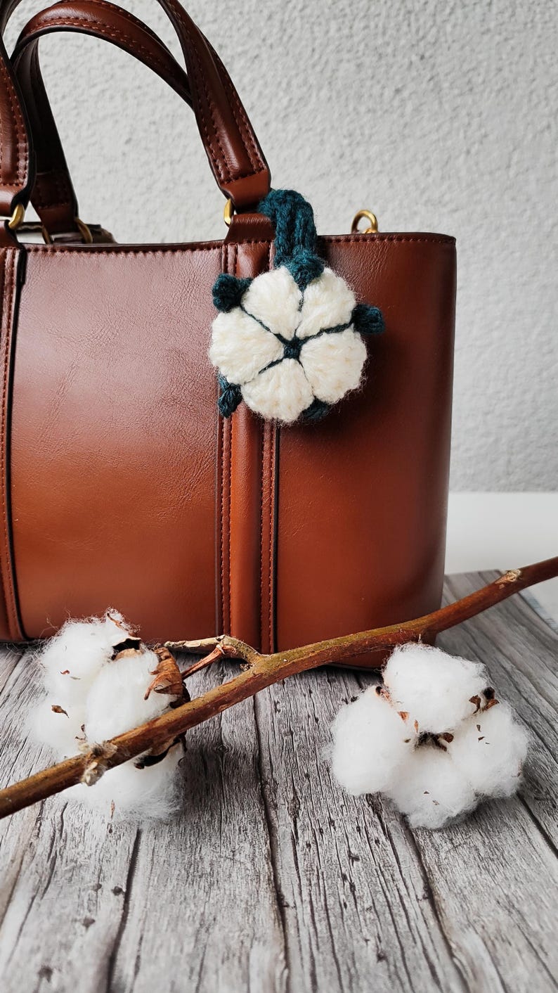 The Cottoné Charm: Cotton Boll Crochet Pattern Keychain or Hanger ...