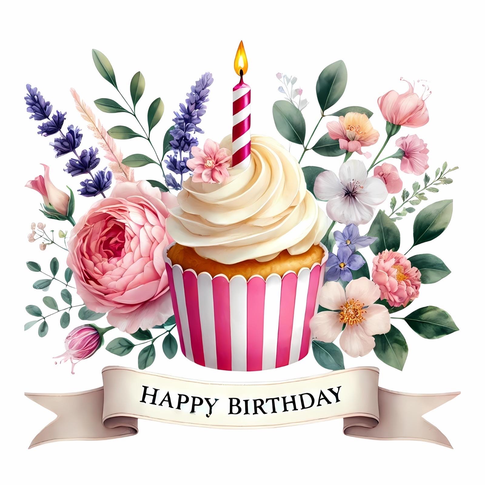 Birthday Cupcake Clipart Bundle, Happy Birthday Graphics, 15 Cupcake ...