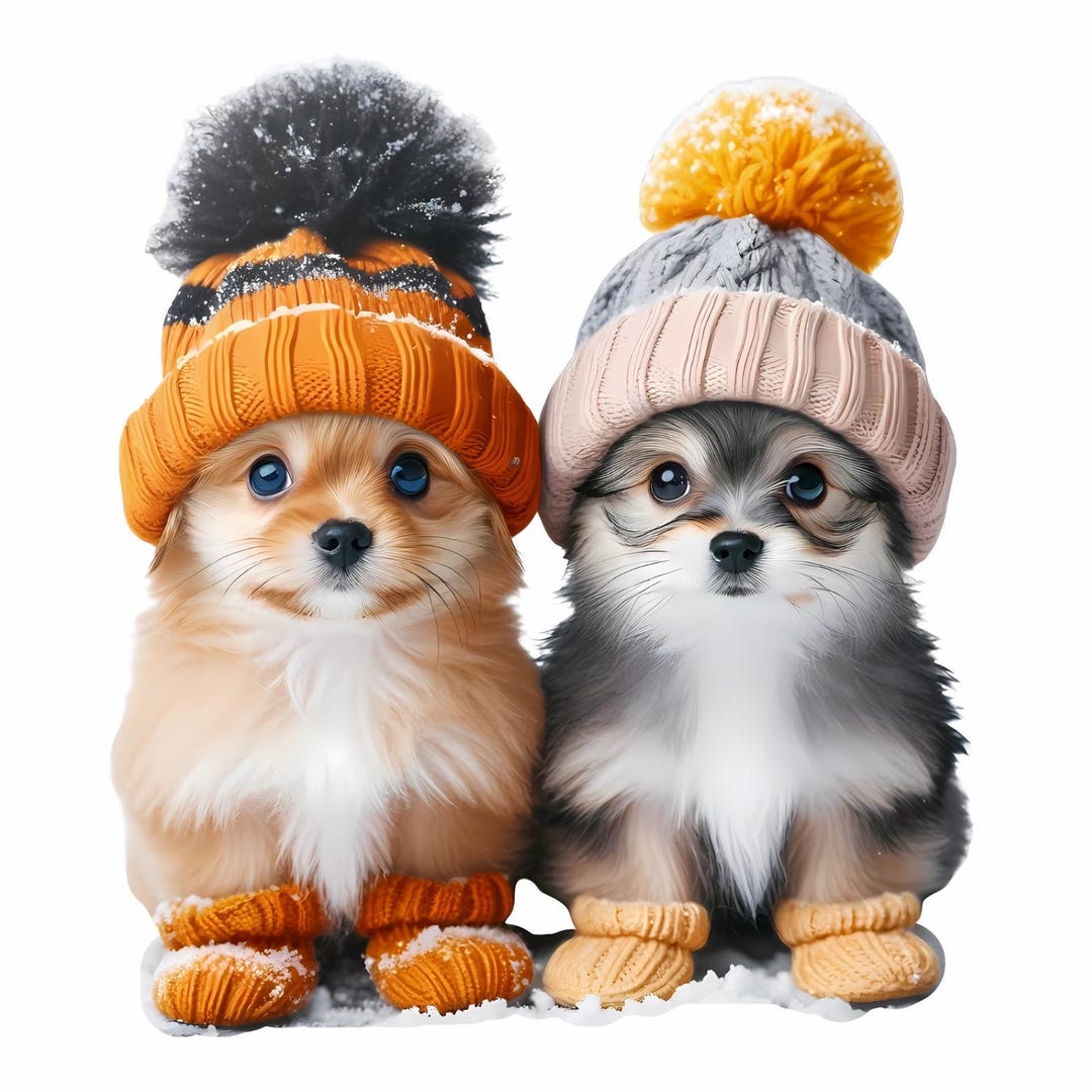 Adorable Dog Clipart, Dog in Snow, Cute Dog in Snow, Dog Hat, 15 High ...