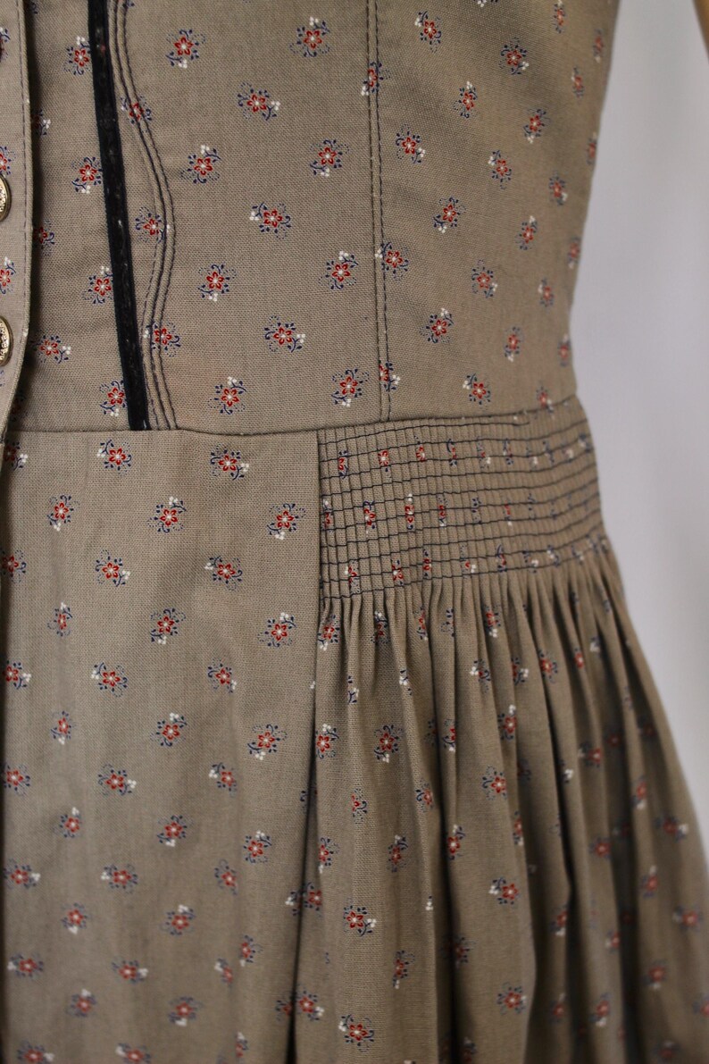 Vintage Distler Trachten Dirndl Dress-cotton Brown Floral Austrian ...