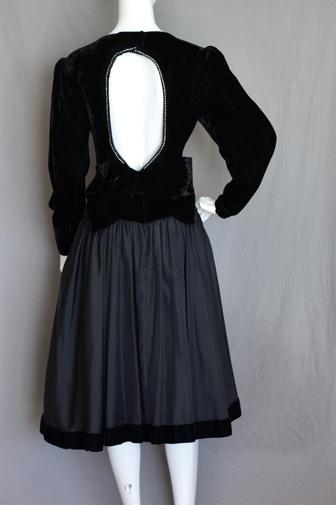 Vintage 80s Evening Dress-after Six by Ronald Joyce Black Velvet ...