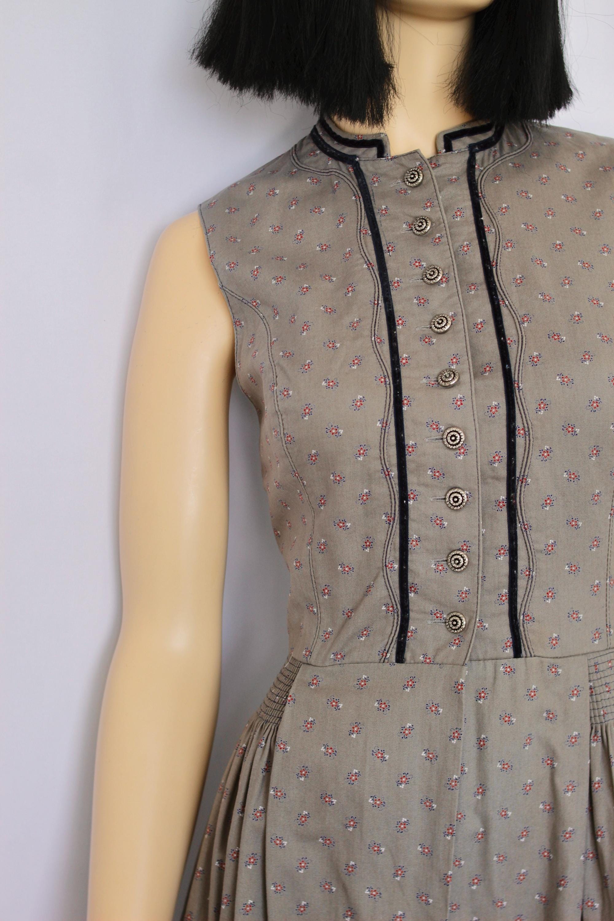Vintage Distler Trachten Dirndl Dress-cotton Brown Floral Austrian ...