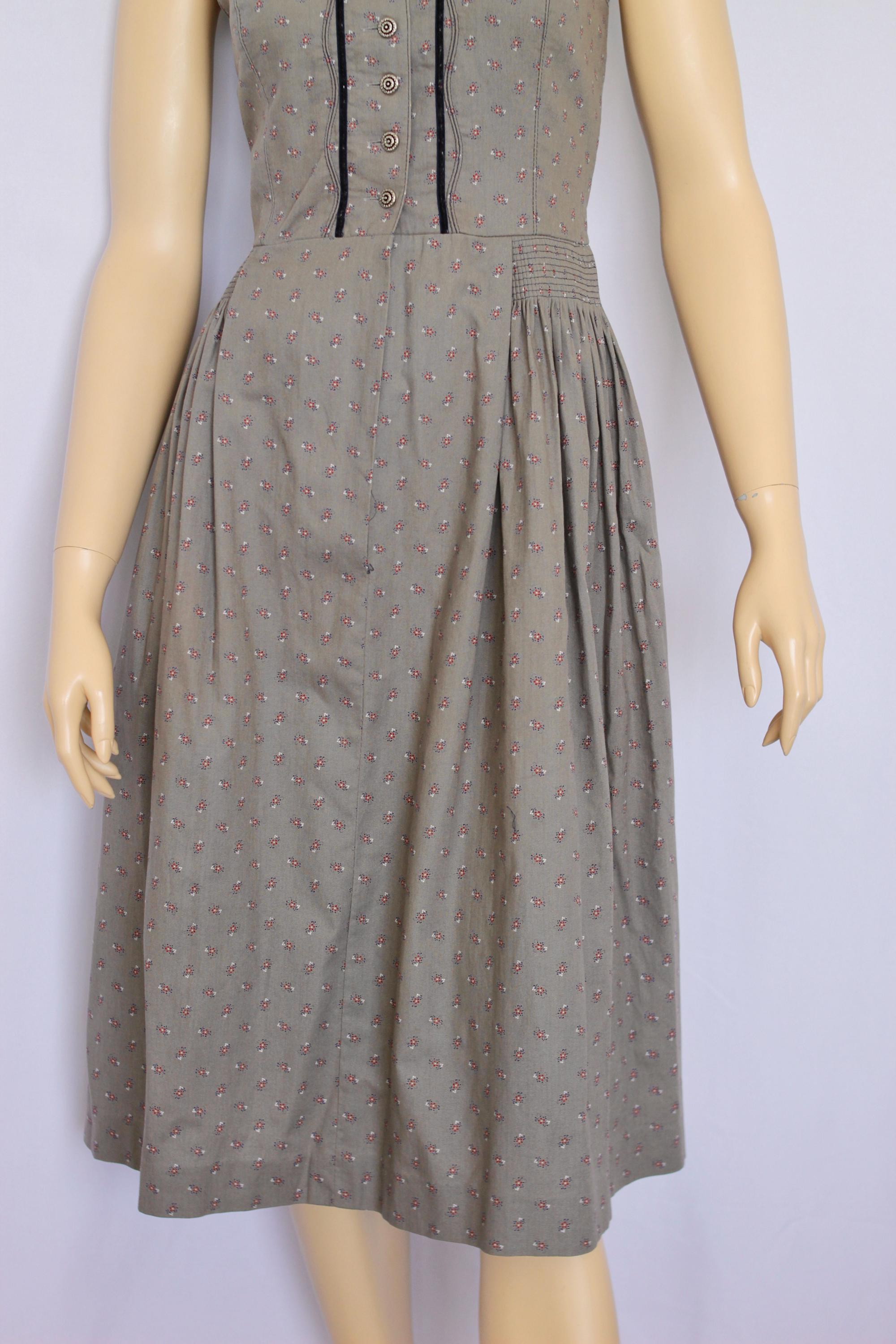 Vintage Distler Trachten Dirndl Dress-cotton Brown Floral Austrian ...