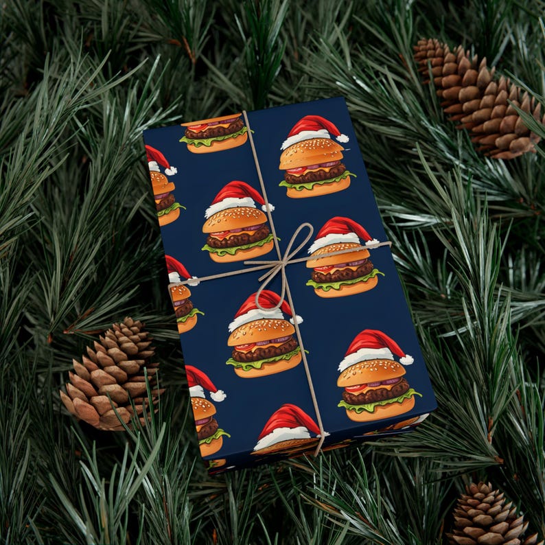 Lettuce Have a Merry Christmas | Cheeseburger Wrapping Paper | Foodie ...