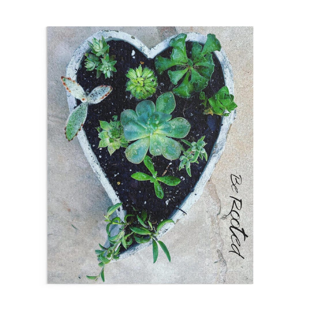 Puzzle, Be Rooted Succulents in Heart Pot, Faith, Plant Mom Design, 120 ...