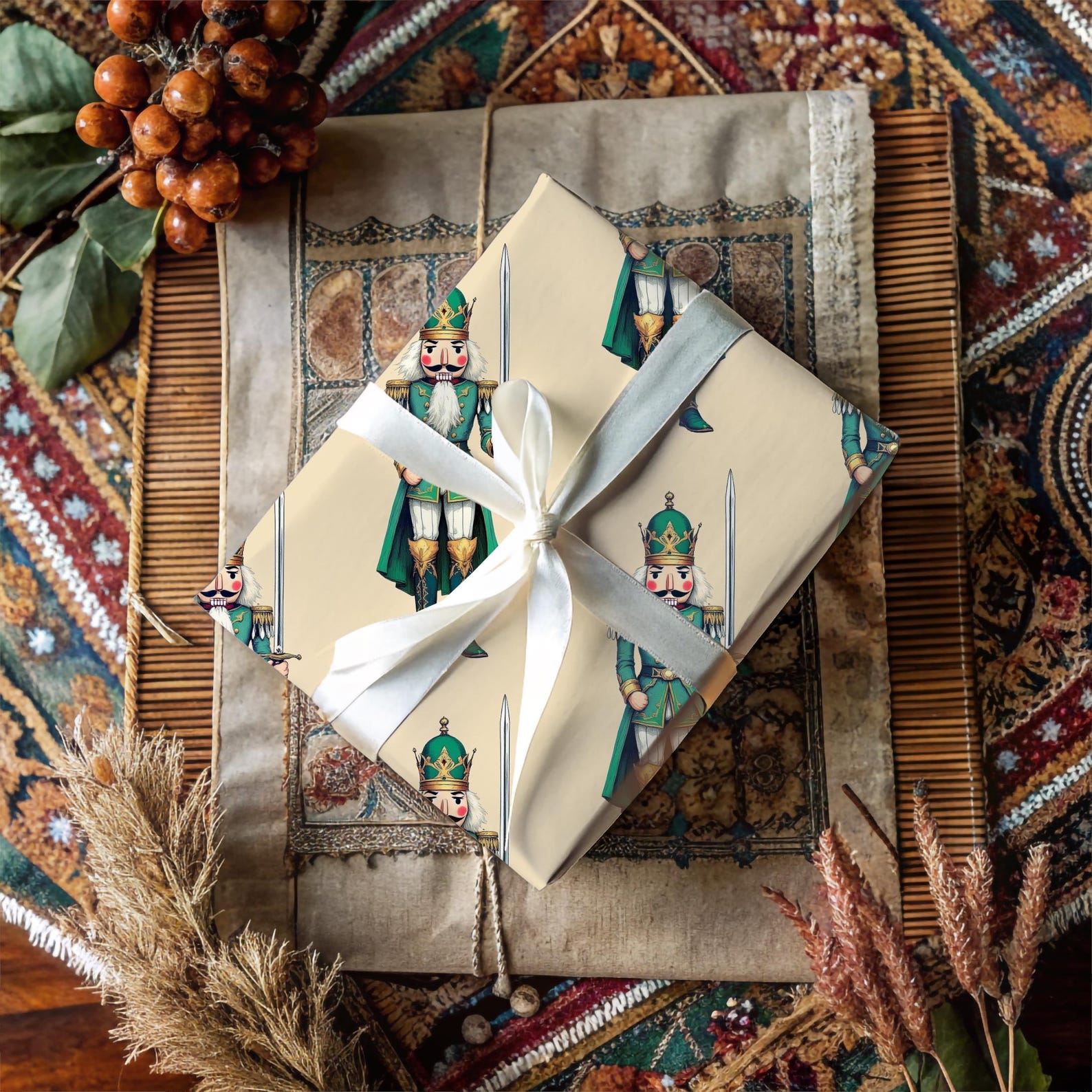 Regal Nutcracker Christmas Wrapping Paper Holiday Gift Wrap With ...