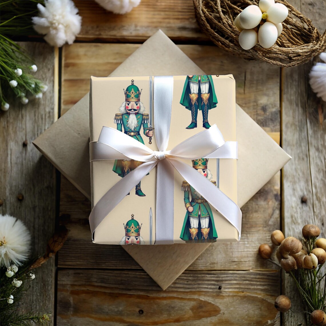 Regal Nutcracker Christmas Wrapping Paper Holiday Gift Wrap With ...