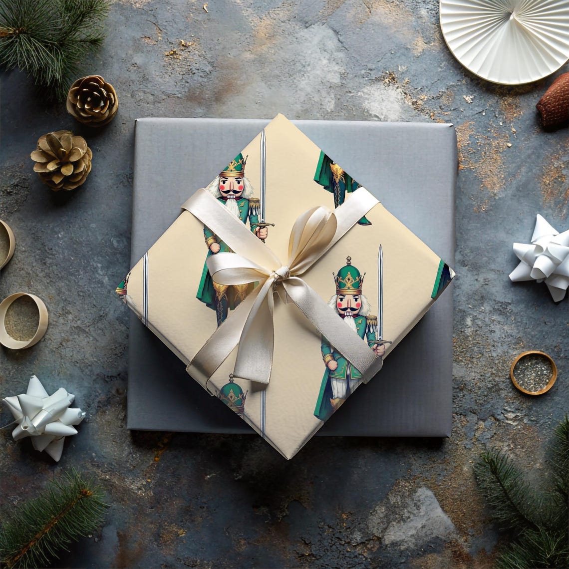Regal Nutcracker Christmas Wrapping Paper Holiday Gift Wrap With ...