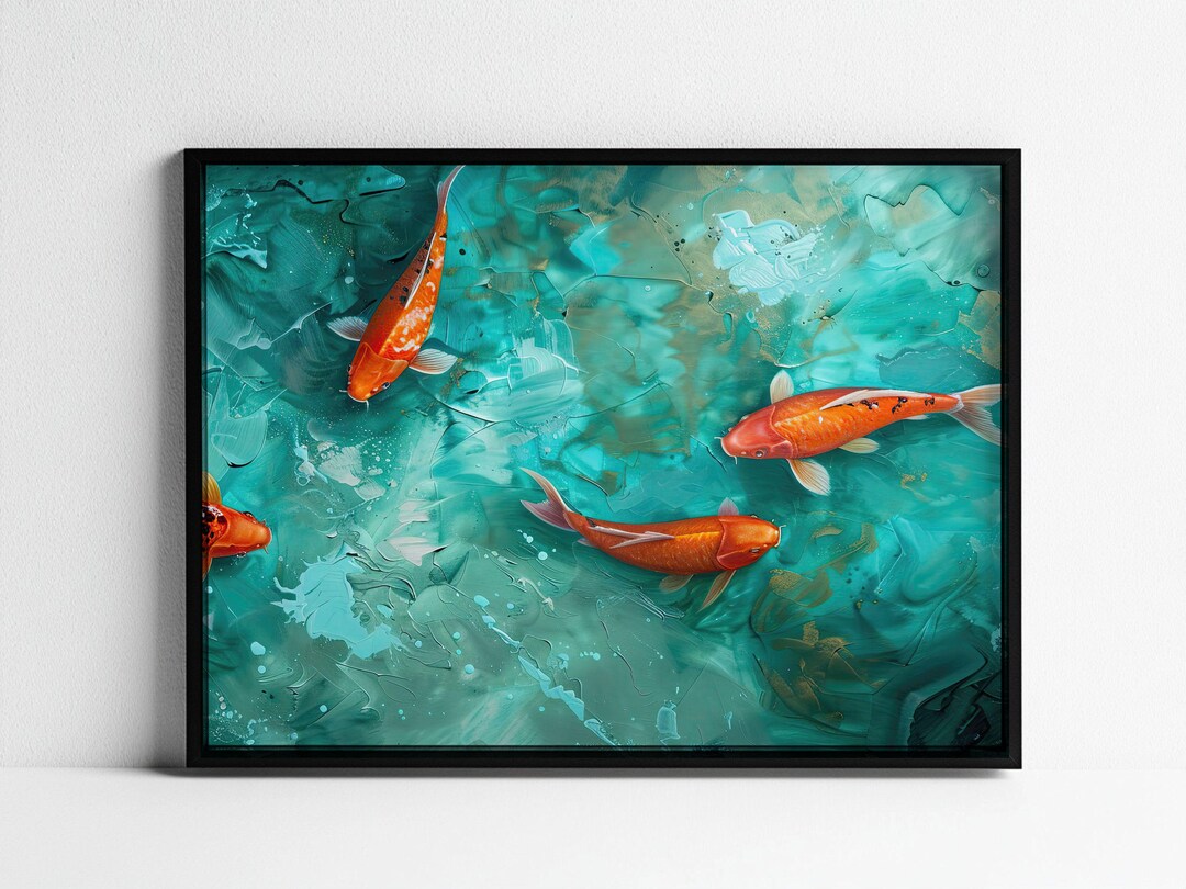 Koi Fish Painting Digital Art Download. Living Room Wall Art ...