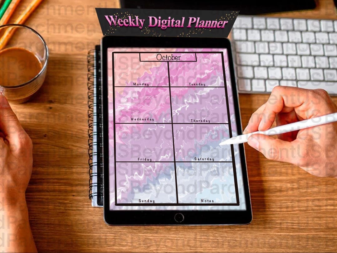Pastel Tie Dye Calendar, Week at a Glance, Weekly Organizer, Colorful ...