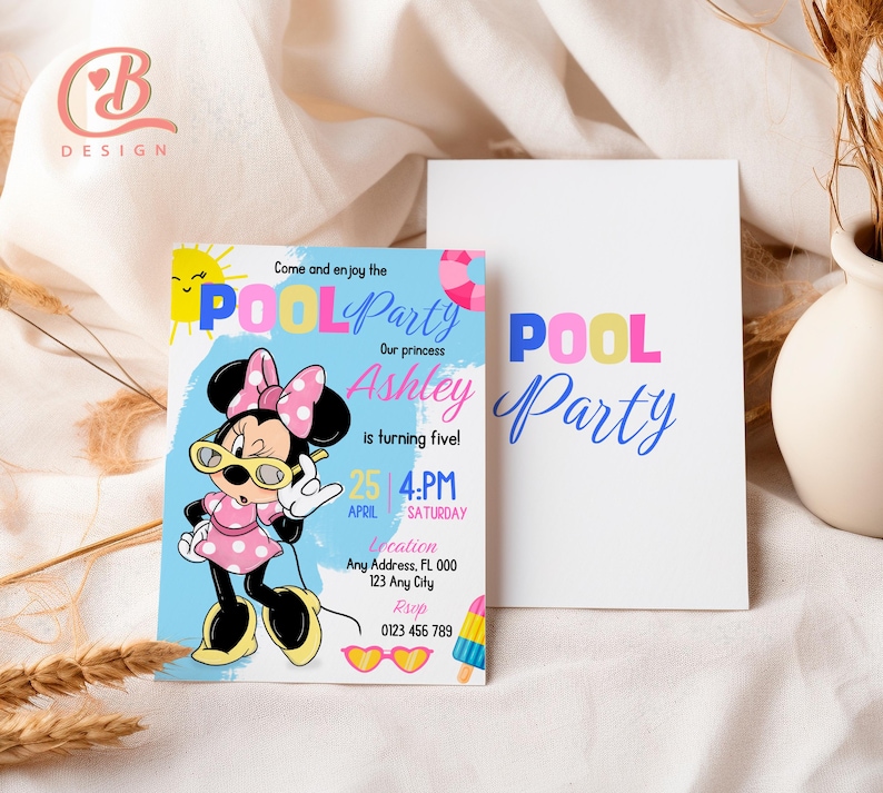Editable Minnie Mouse Birthday Invitation, Canva Template, Mobile Size ...