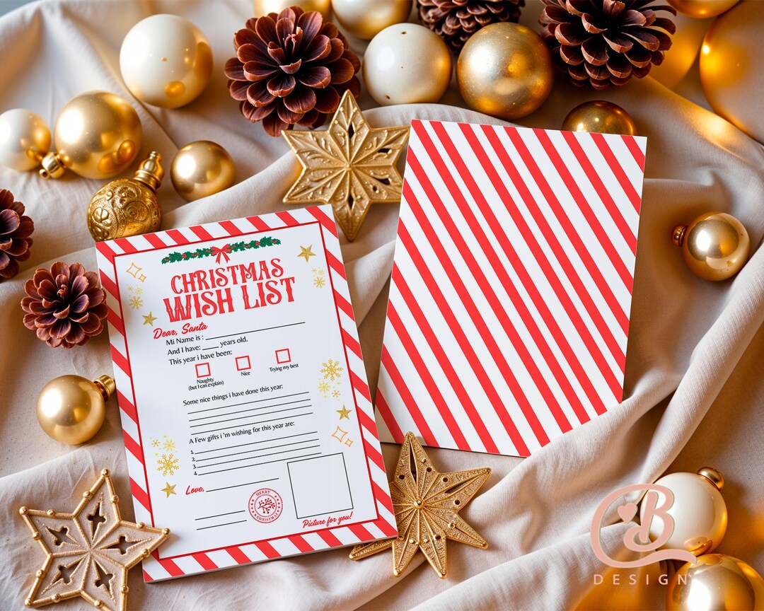 Kids' Christmas Wish List Letter to Santa Template (digital Download ...