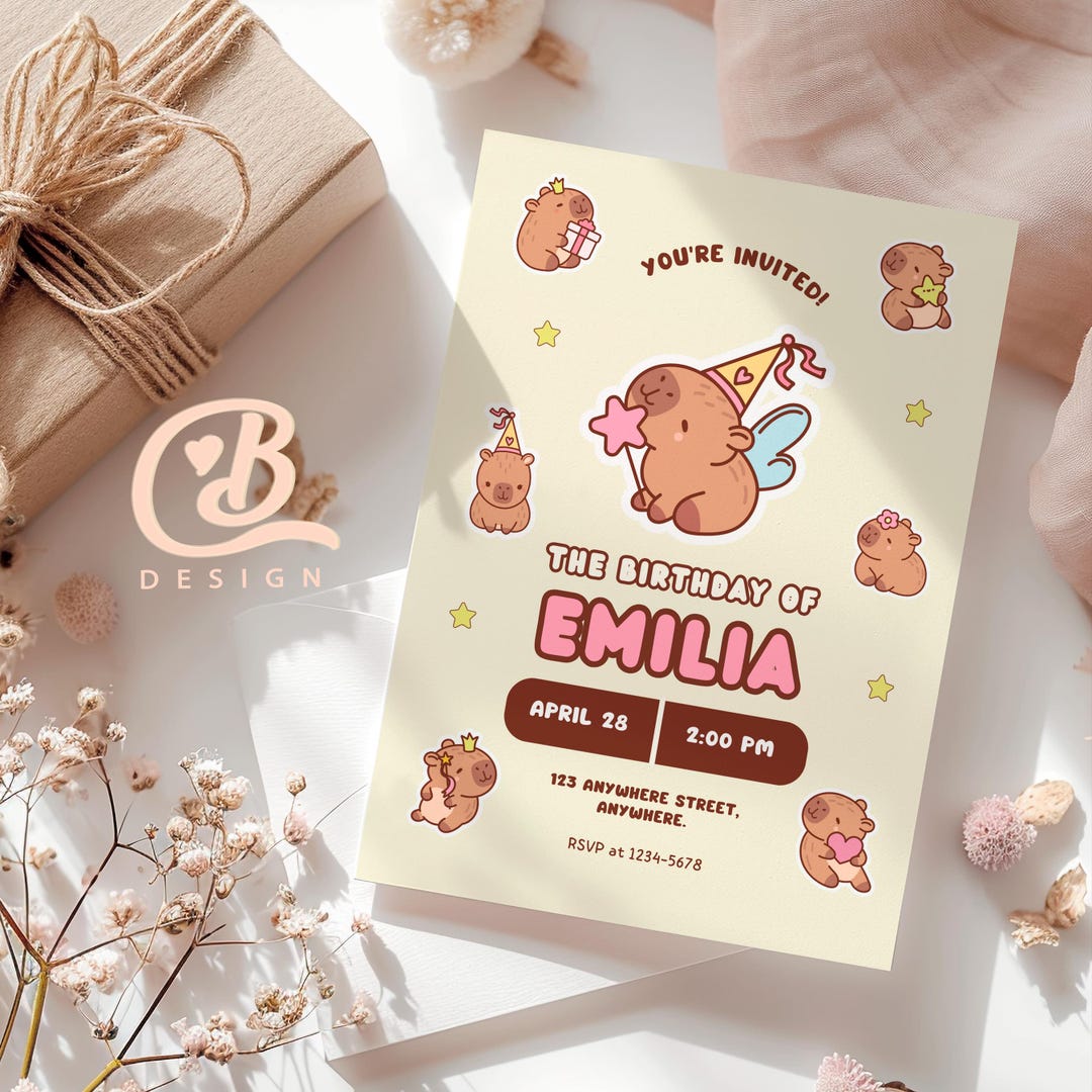 EDITABLE Capybara Invitation , Capybara Birthday , Capy Birthday ...