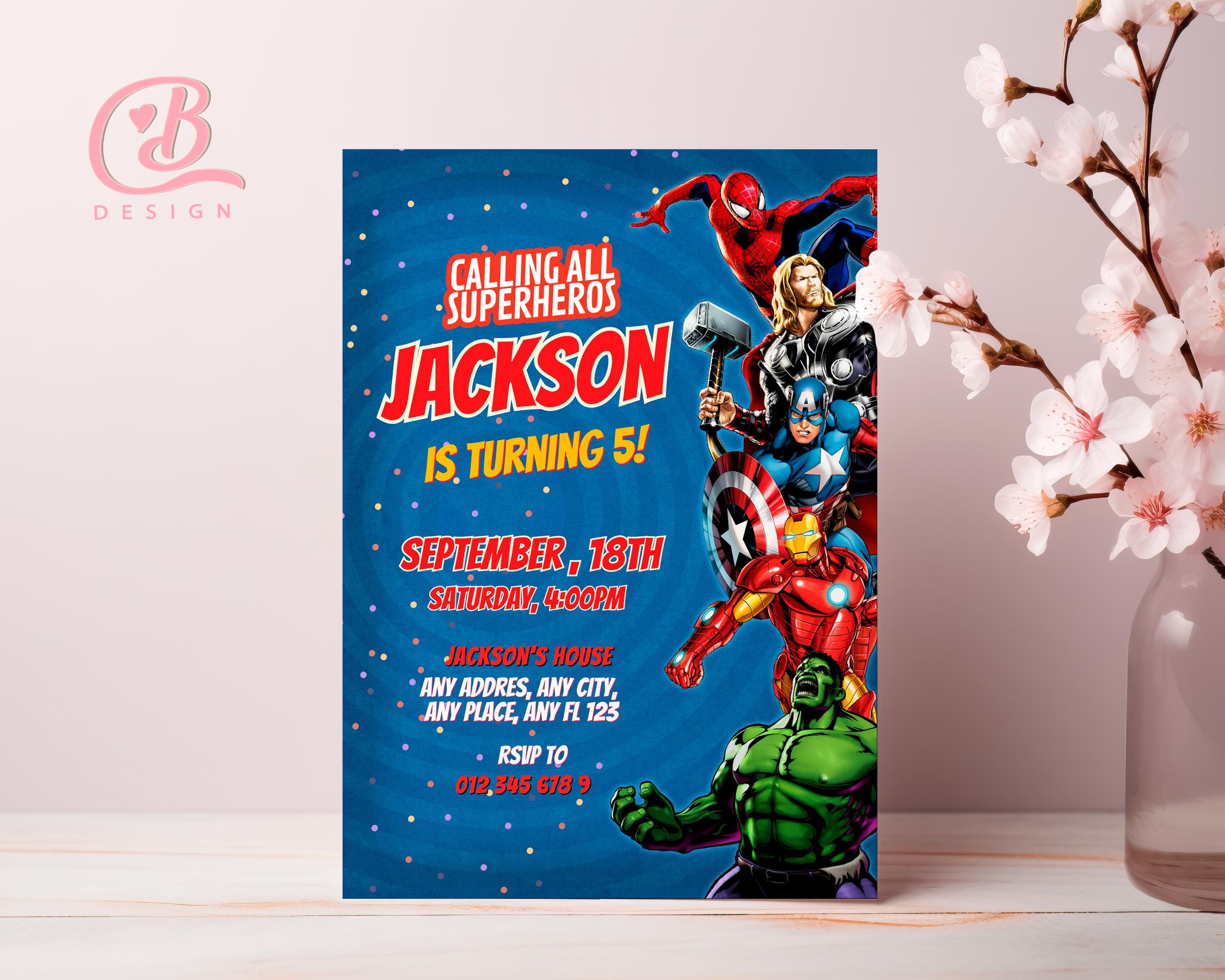 Superhero Birthday Invitation Template: Avengers Party (digital ...